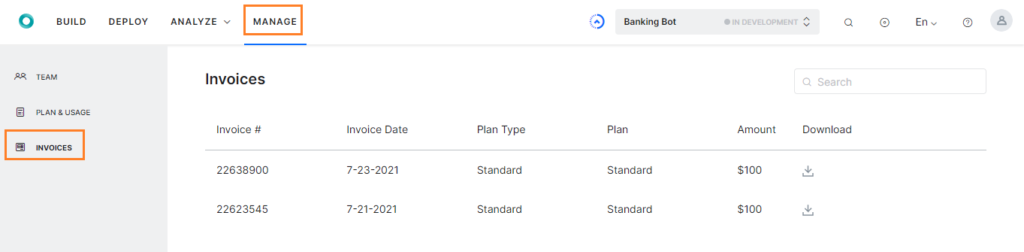 Invoices - Kore.ai Documentation v9-2