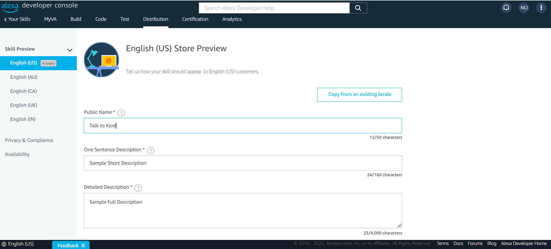 Adding the Amazon Alexa Channel - Kore.ai Documentation