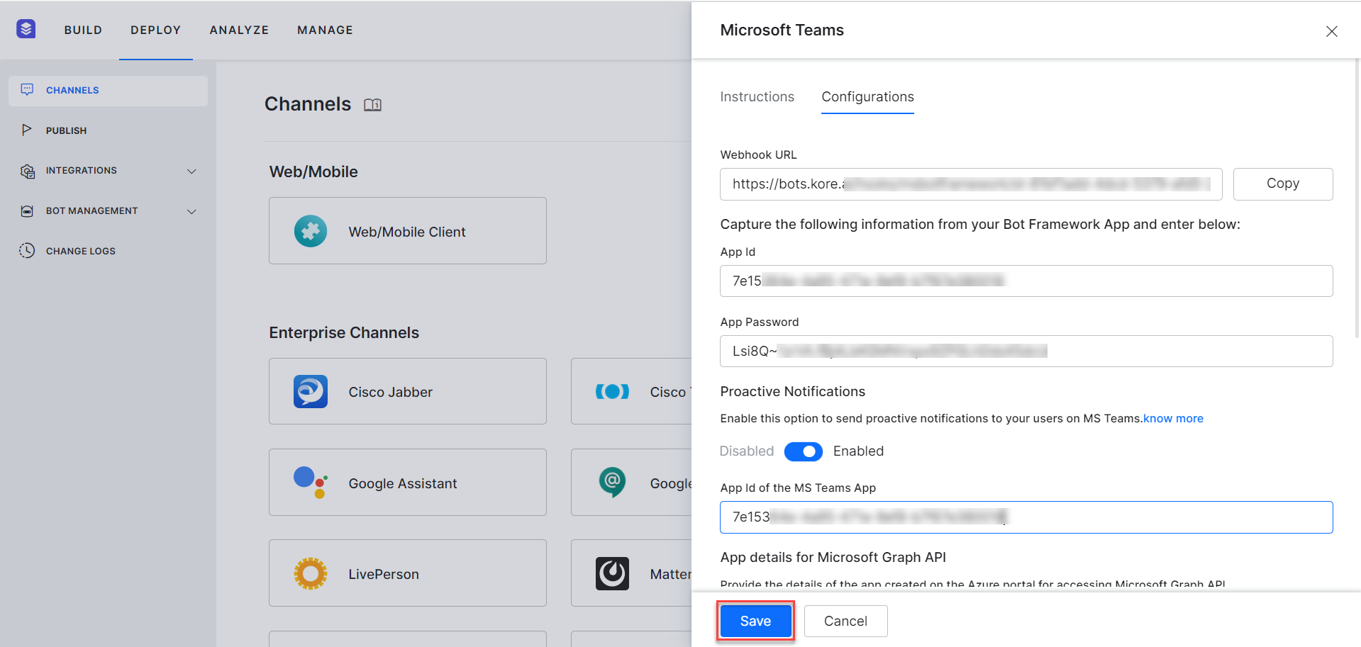 Adding the Microsoft Teams Channel - Kore.ai Documentation