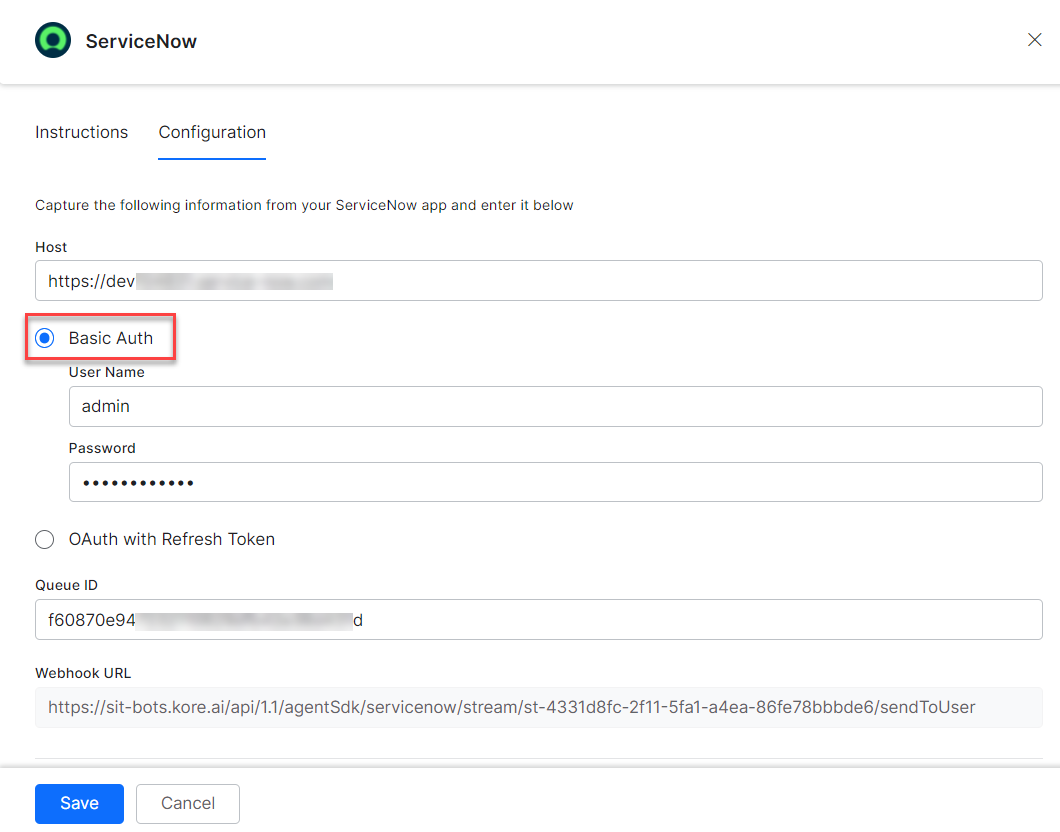 Configuring the ServiceNow Agent - Kore.ai Documentation
