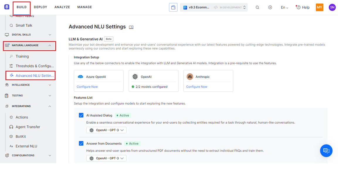 LLM and Generative AI - Kore.ai Documentation