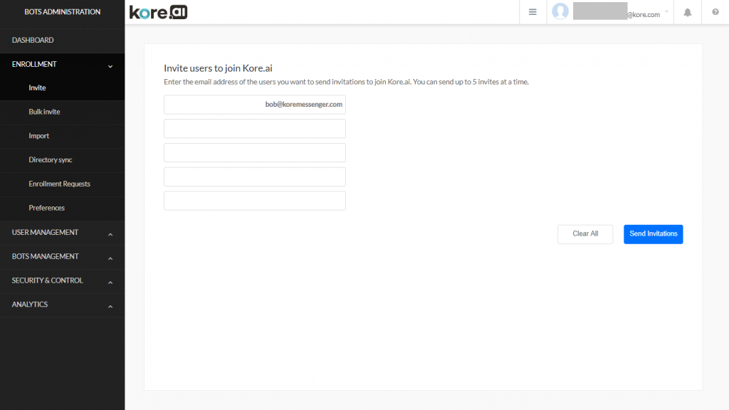 Inviting Users - Kore.ai Documentation v8.1